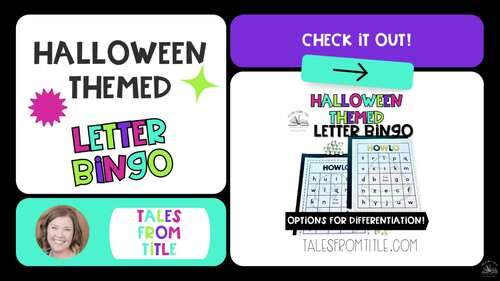 Halloween Letter Identification & Sounds Bingo by Tales from Title