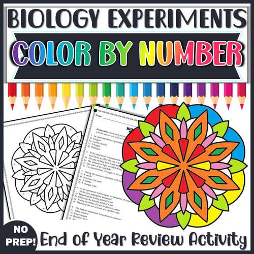 End of Year Biology Experiments Color by Number Review Activity | TPT