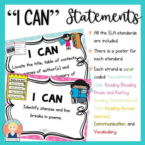 "I Can" Statements | ELA - Florida B.E.S.T. Standards | First Grade