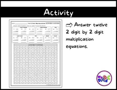 2 Digit by 2 Digit Multiplication Mystery Picture Rudolph with TPT Easel