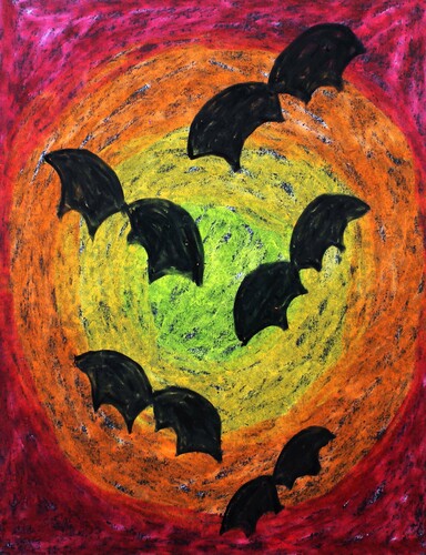 HALLOWEEN BATS Art Project | EASY OIL PASTELS Directed Drawing Video Lesson