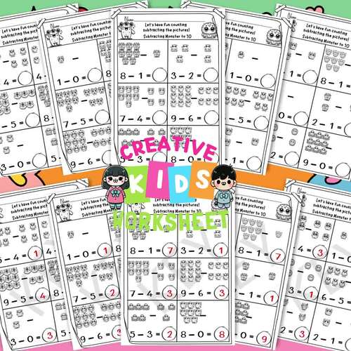 Ten Frame Addition Monster | Monsters Math Worksheets for Kids | TPT