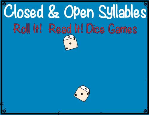 Three Phonics Closed & Open Syllables Dice Games | TPT