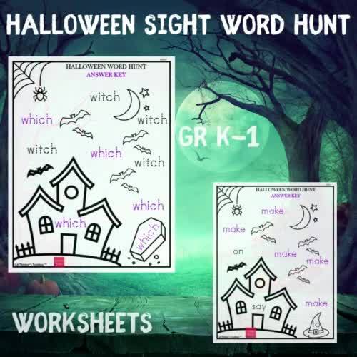Halloween Sight Word Hunt Worksheets K-1 by A Thinker's Toolbox | TPT