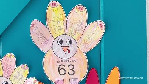 Thanksgiving Turkey Math Craft Multiplication Practice Worksheets ...