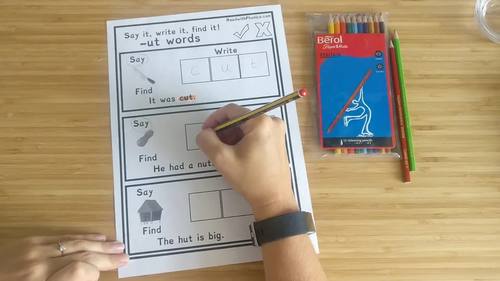 Say it, Write it, Find it! Phonics Worksheets CVC Words with Pictures