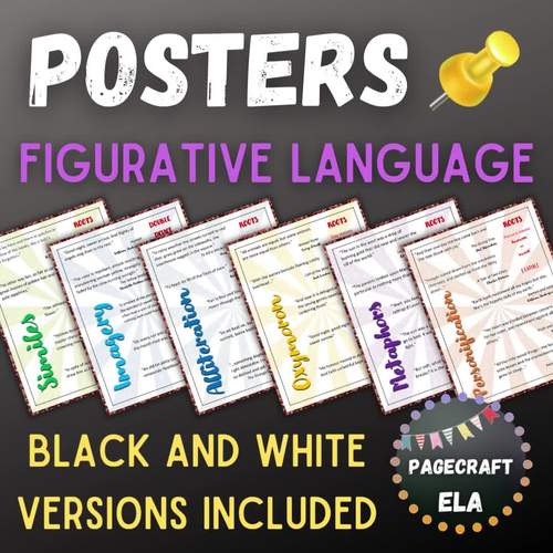 6 Figurative Language Posters | 3 Styles | Examples from Literature