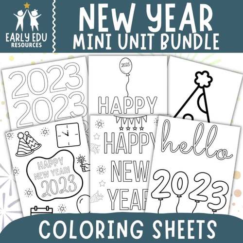 New Year 2023 | Mini Unit | Coloring, Goals and Writing Tasks | TPT