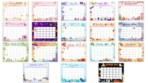 Editable 2023 2024 Calendar, Academic Planner, Back to School, 12 Month ...