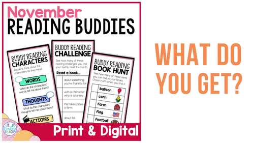 Reading Buddies Fall Buddy Literacy Activities and Bookmarks | TPT