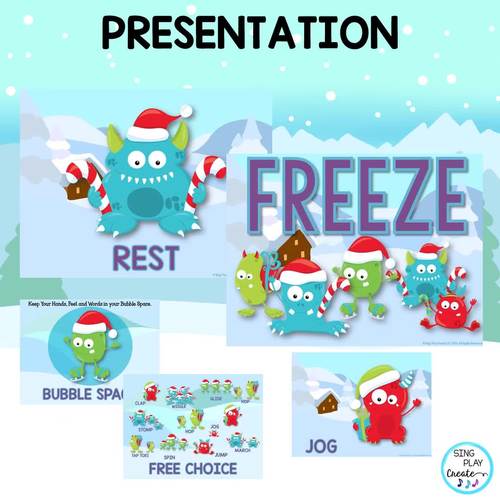 Holiday Monster Freeze Dance, Brain Breaks & Movement Activity Posters ...