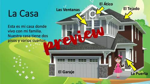 "Mi Casa" (My House) Vocabulary in Spanish! (PPT Presentation with Review!)