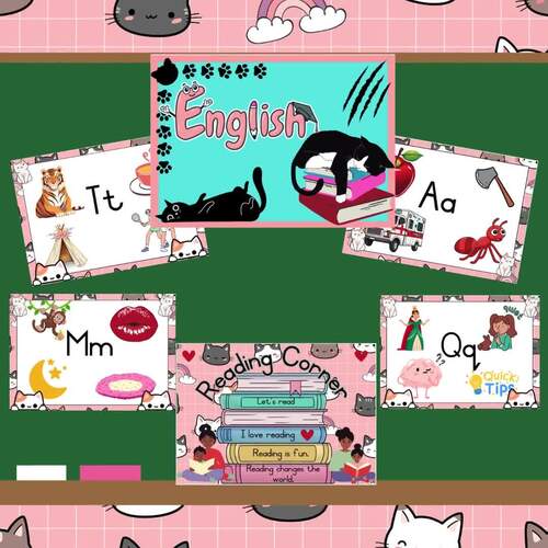 Cat theme English posters by Gizelle Geyer | TPT