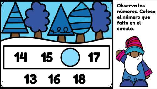 Google Slides and Seesaw Math in Spanish- El invierno- El número que falta