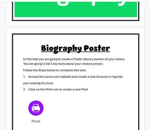 Biography Research Poster in Canva - Digital Literacy Grades (5-9) turn key