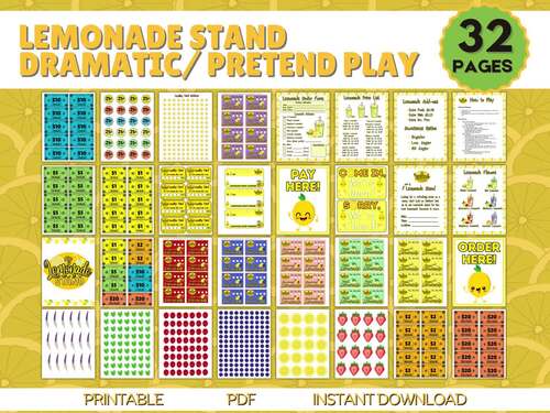 Lemonade Stand Pretend Dramatic Play, Printable Pretend Play | TPT