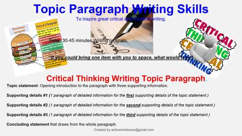 Topic Paragraph Writing "If you could bring one item with you?" | TPT
