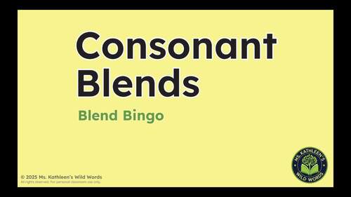 Consonant Blends: Blend Bingo by Ms. Kathleen's Wild Words | TPT