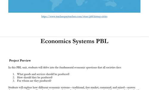 Economic Systems Project by PBL History & Civics | TPT