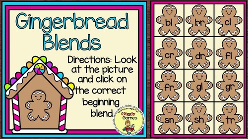 Gingerbread Beginning Blends Google Slides Winter Phonics Digital Resource