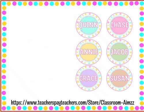 Pastel Polka Dots Student Nametags, Name Tents, Locker Labels, Editable ...