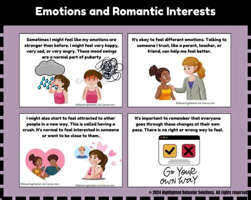 Girls Puberty Social Story- Comic Book Style or Single Pane Per Page ...