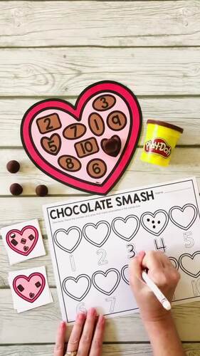 Chocolate Smash - A February Valentine Themed Activity for Counting 1 - 20