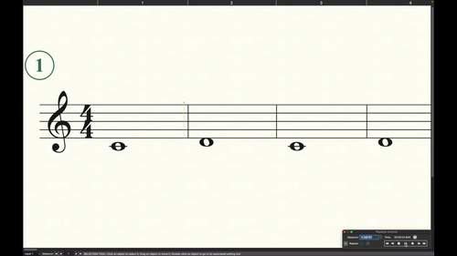 Beginner Piano Exercises C and D as whole half and quarter notes