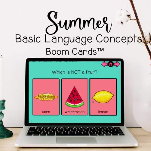 Summer Basic Language Concepts No Prep Speech Therapy Boom Cards™