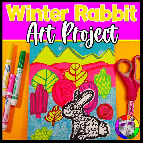 Winter Rabbit Line Art Lesson for Primary or Elementary | TPT