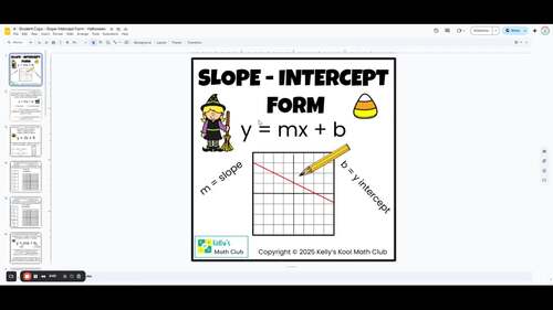 Halloween Math - Slope-Intercept Form - Digital & Printable - Power Point