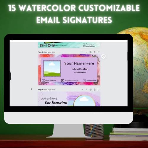 14 Watercolor Email Signature Templates - Editable in Canva | TPT