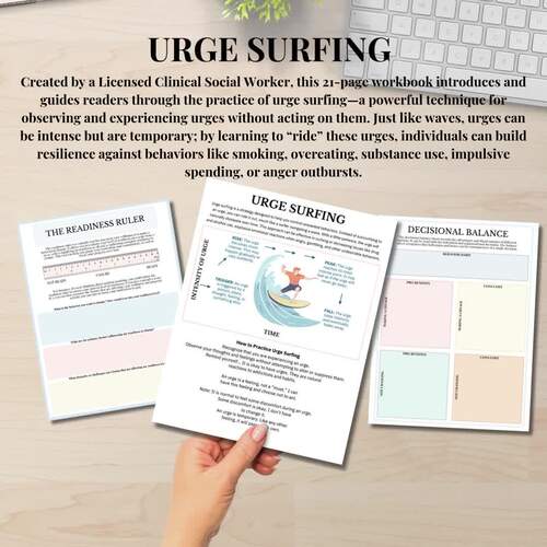 Urge surfing worksheets, addiction, sobriety, therapy worksheets, trauma