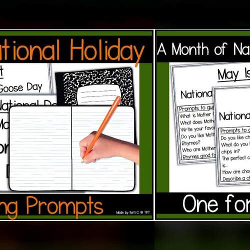 Journal Writing Prompts for The Daily National Holidays in May by Kelli C