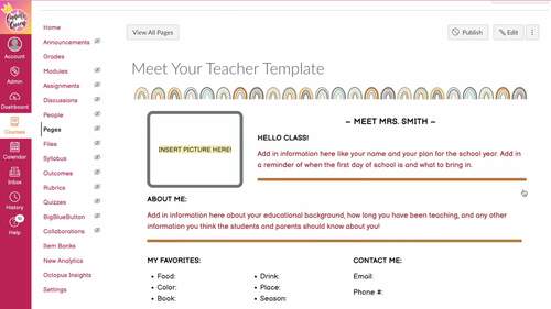 Canvas LMS Template - MODULE - Boho Rainbow - 100% Customizable by ...