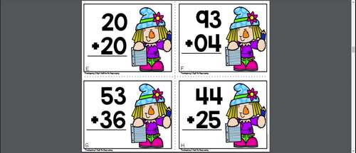 Thanksgiving 2 Digit Addition without Regrouping November Math Center ...