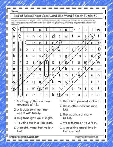 End of Year Word Search Puzzle Activities, EOY Worksheets, 3rd, 4th ...