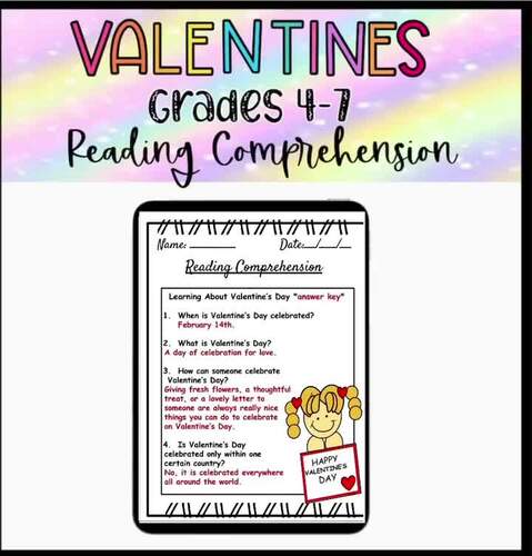 Printable Valentines Day Reading Comprehension by Keeping Up With Mrs G ...