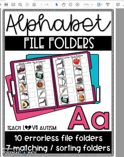 Alphabet File Folders Letter A by Teach Love Autism | TPT