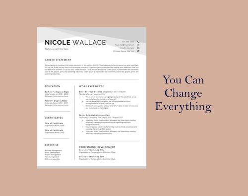 Modern Resume Template, Professional CV Template Word, Creative Resume