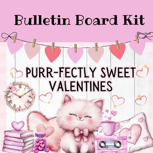Purr-Fectly Sweet Valentines Bulletin Board Kit, You’re the Cat’s Meow ...