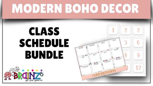 Modern Boho Class Schedule Bundle | Birthday & Monthly Calendars ...