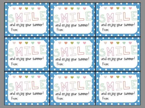 Cute "SMILE" Stress Ball End of Year Gift Tag by Highs and Lows of a ...