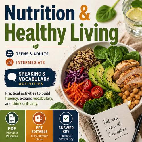 Nutrition & Healthy Living | Diet, Health, Lifestyle | ESL Lesson ...