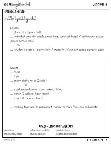 Identity in Christ Lesson 6 | Complete in Christ Lesson (with game + DQs)