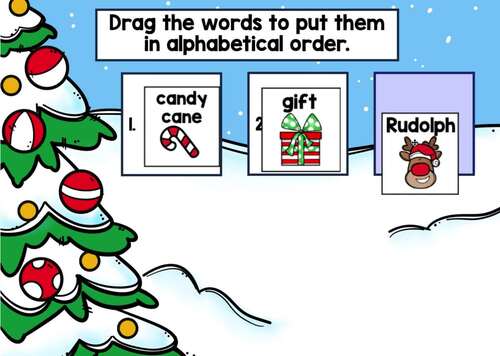 ABC Order Christmas Alphabetical Order Boom ™ Cards by 3rd Grade Engaged