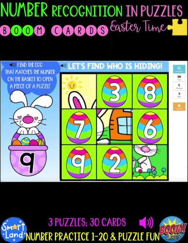Number Recognition 1-20_in Puzzles_Boom Cards™| Easter by Smart Land ...