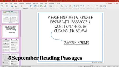 Spanish September Reading Comprehension Passages 3rd-4th Comprensión ...