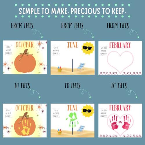 Christian Handprint Calendar Keepsake | Monthly Scripture Affirmations ...