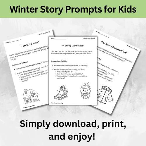 Winter Story Prompts for Kids: Creative Writing & Seasonal Fun | TPT